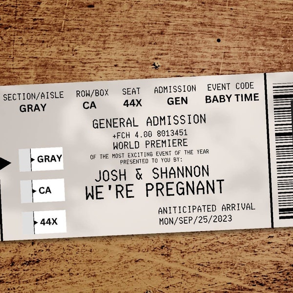Concert Ticket Baby Announcement - Etsy