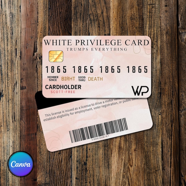 White Privilege Card - Etsy