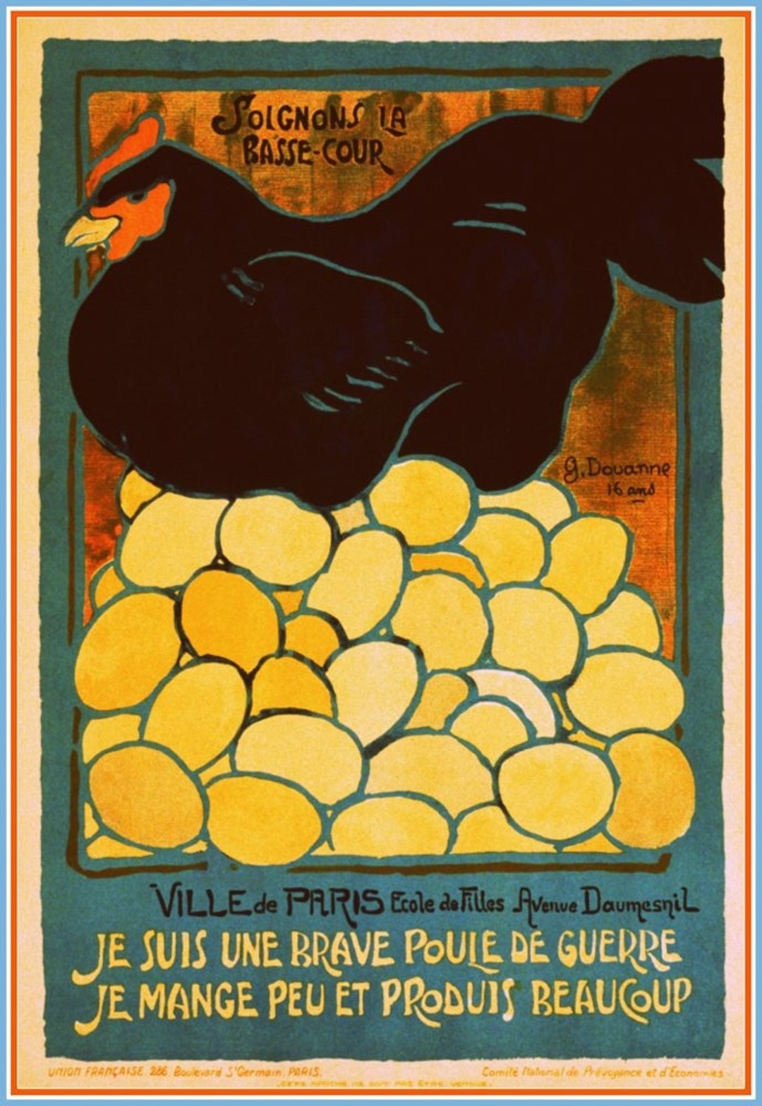 Art Print French Hen WW1 Poster 1914-18 Print - Etsy