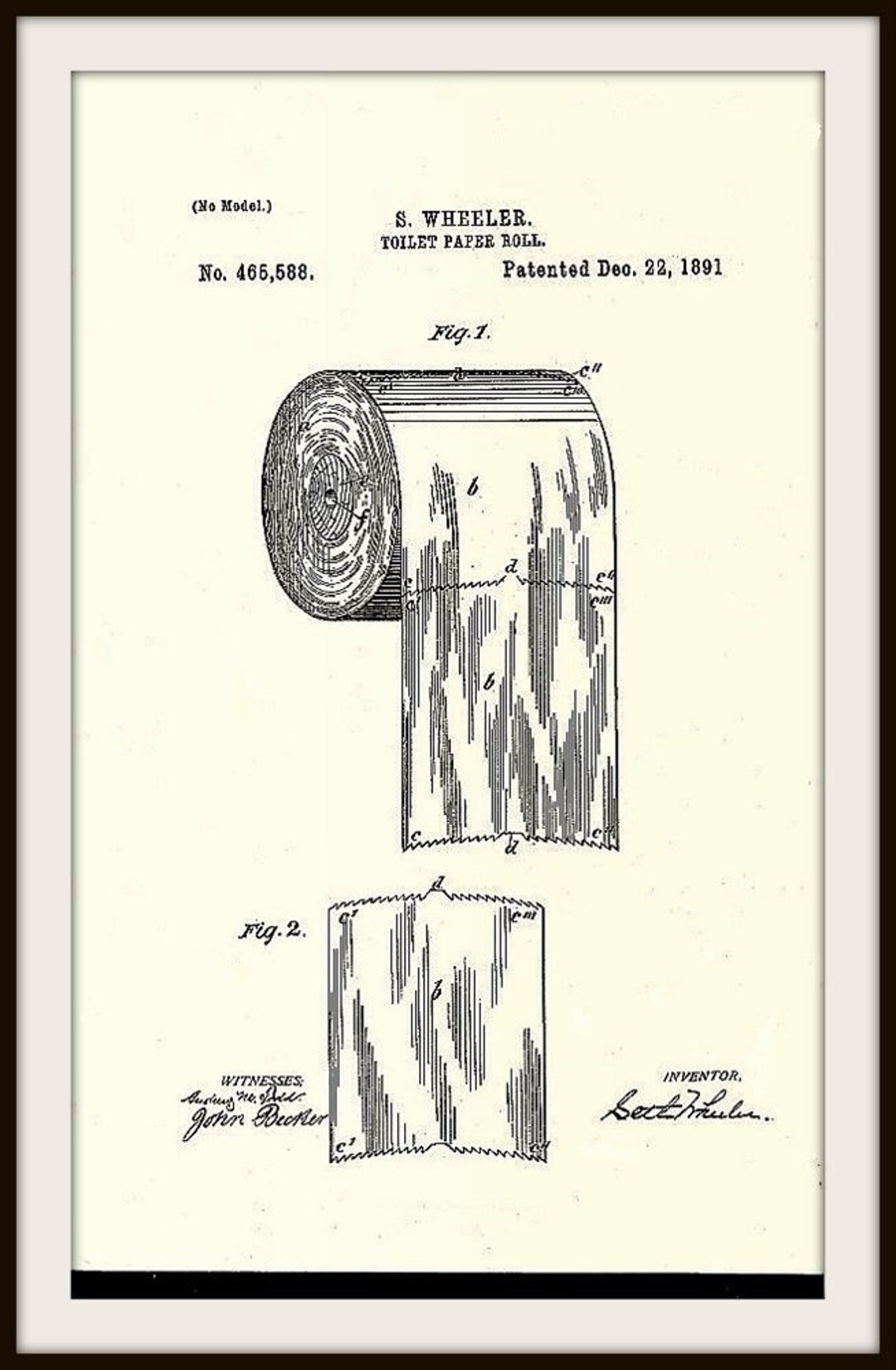 Art Print Toilet Roll Patent 1891 Poster Print - Etsy