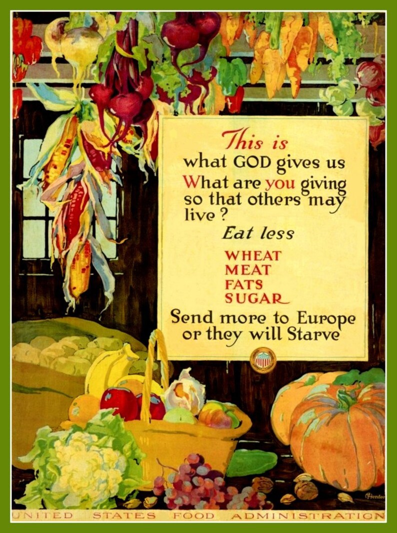 Art Print World War One US Food Poster Kitchen Art Print - Etsy