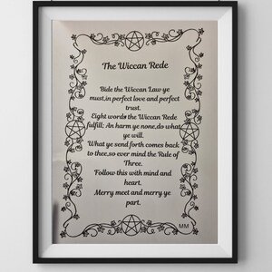 Wiccan Rede Short Version, Poster A4, Wiccan,pagan Digital Download - Etsy