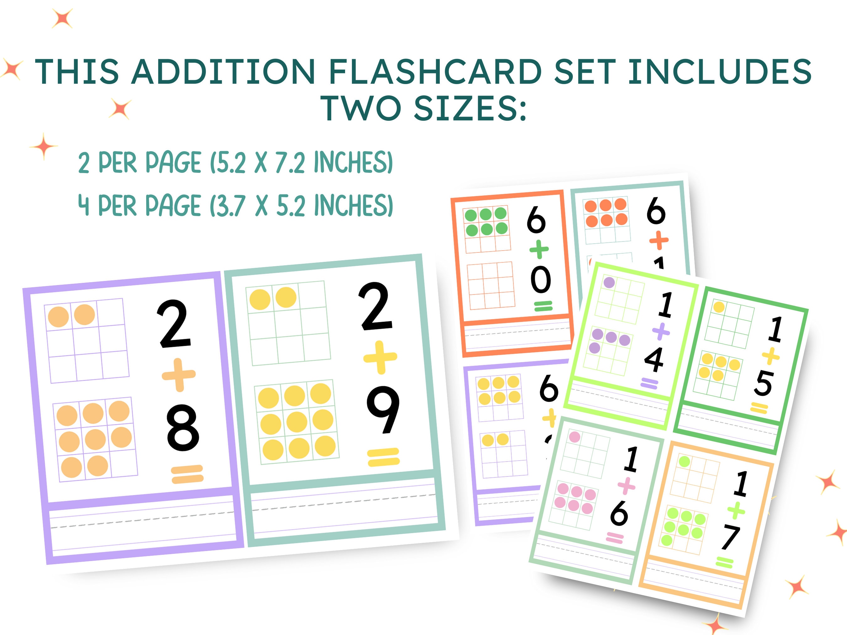 Printable Addition Flash Cards | Math Facts Flashcards | Guided Sums ...