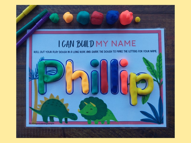 Custom Name Play Dough Mat | Printable Play Dough Mat | Name Writing ...