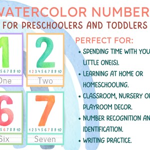 Printable Watercolor Number Flashcards | Numbers and Counting for ...