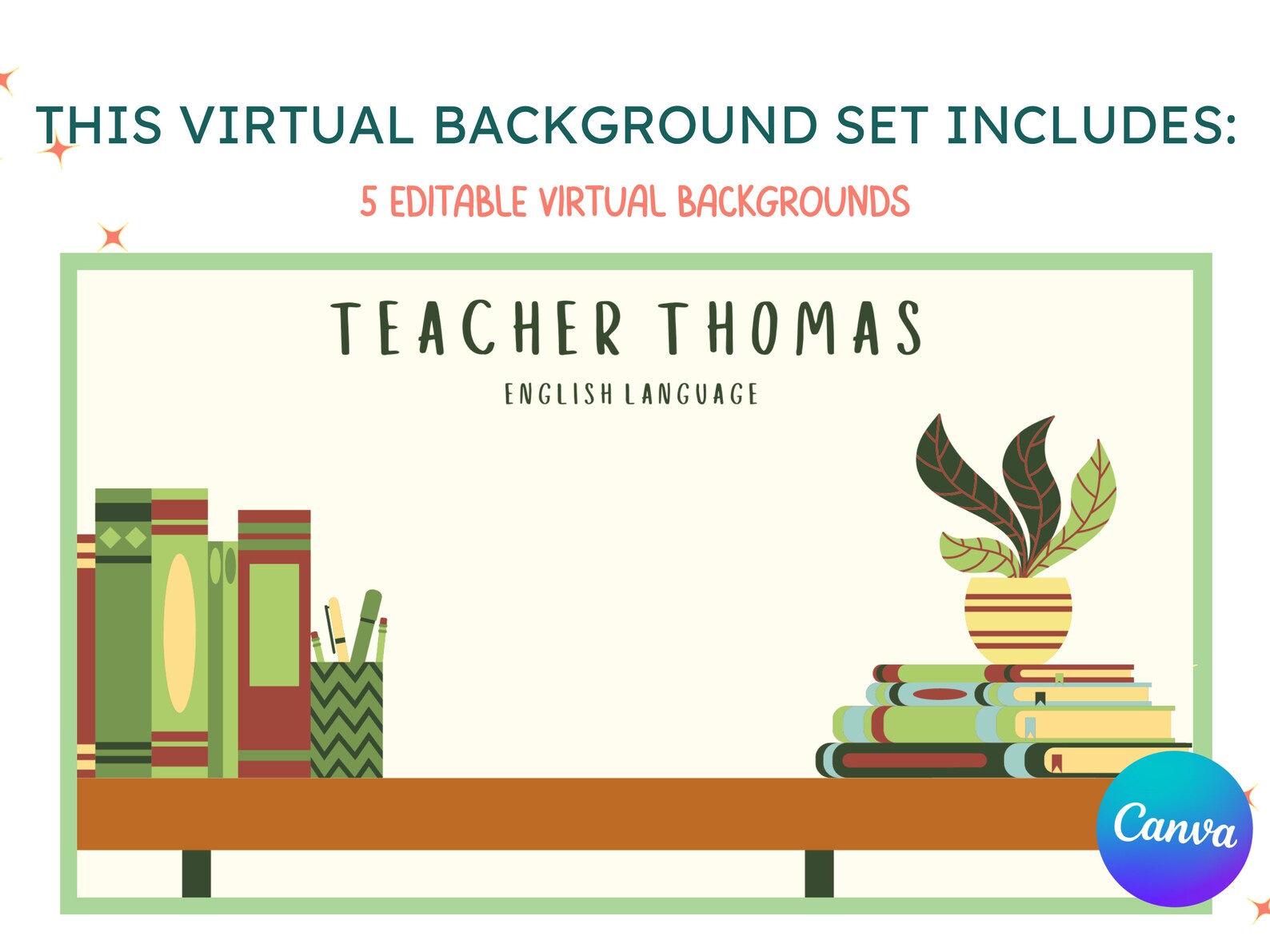 Virtual Teaching Background, Editable Zoom Backgrounds for Teachers ...