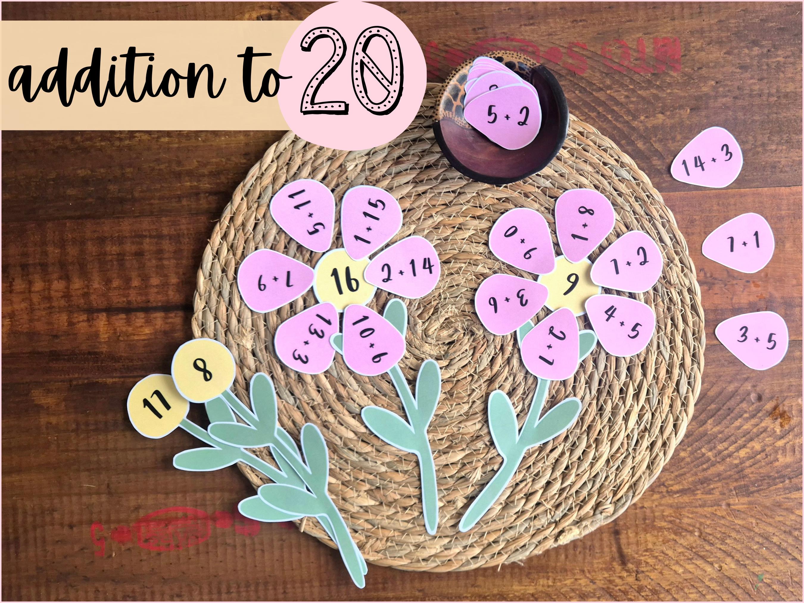 Flower Addition to 20 Activity for Kindergarten First & Second Grade ...