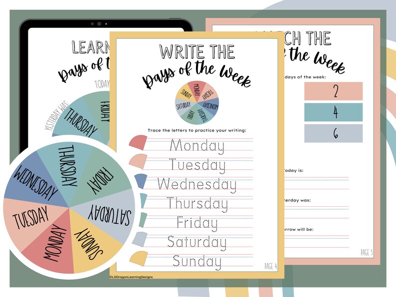 Days of the Week Wheel Printable for Preschool & Homeschool, Monday ...