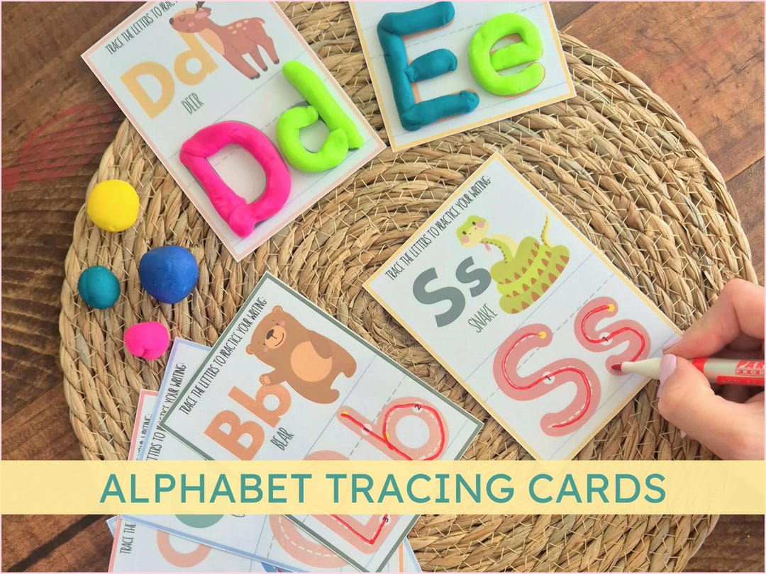 Alphabet Tracing Cards & Playdough Mats Preschool Guided Letter ...