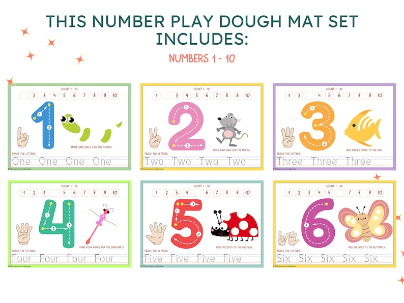 Numbers Play Dough Mats Preschool Printables Letter Tracing - Etsy