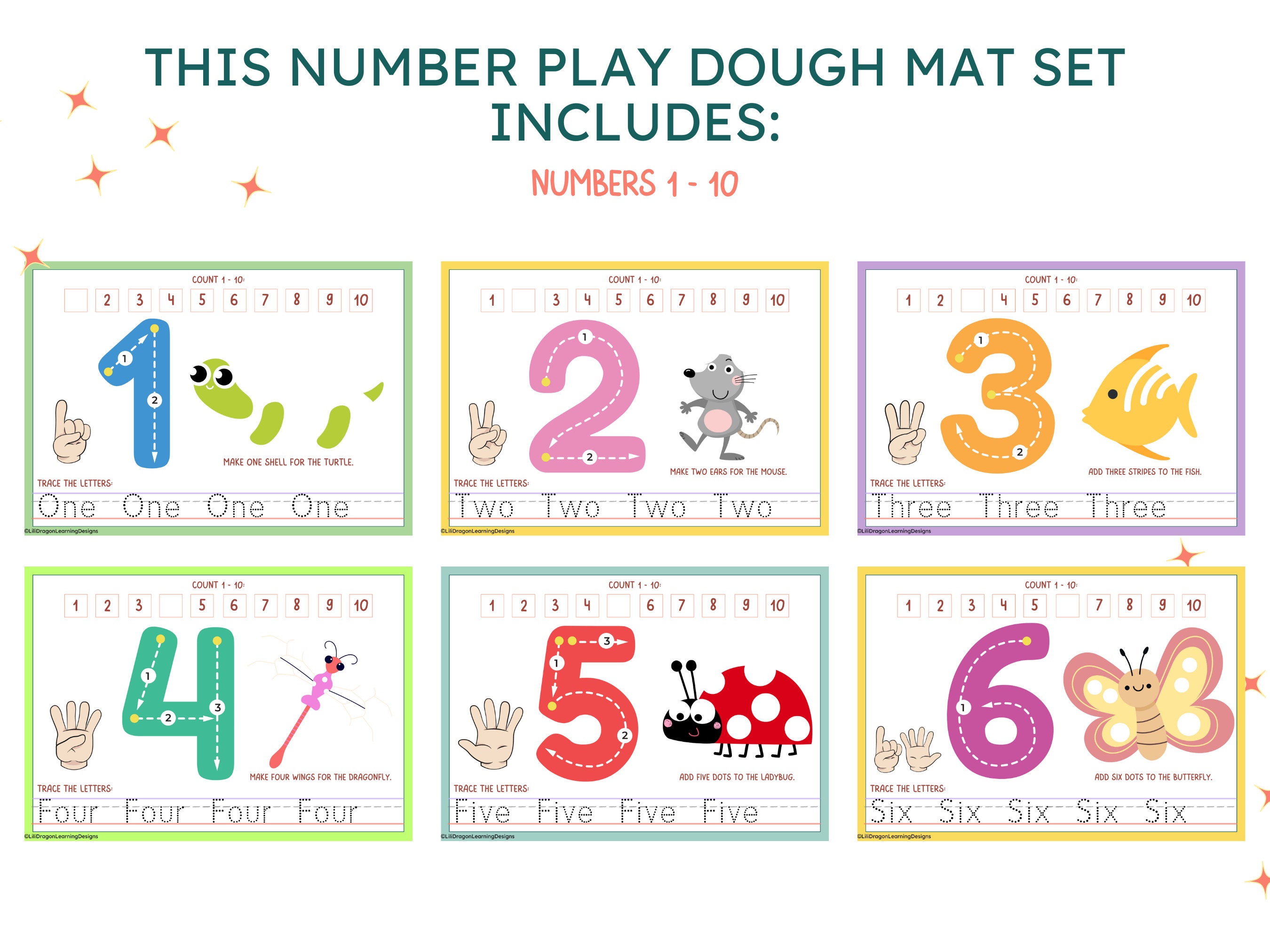 Numbers Play Dough Mats Preschool Printables Letter Tracing - Etsy