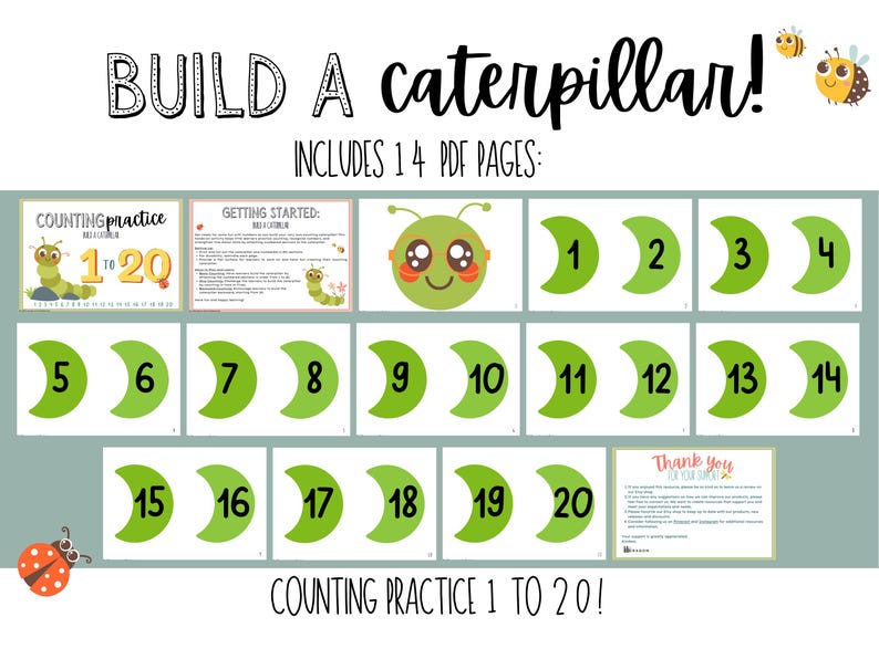 Counting Caterpillar Activity: Number Sequencing, Learn How to Count to ...