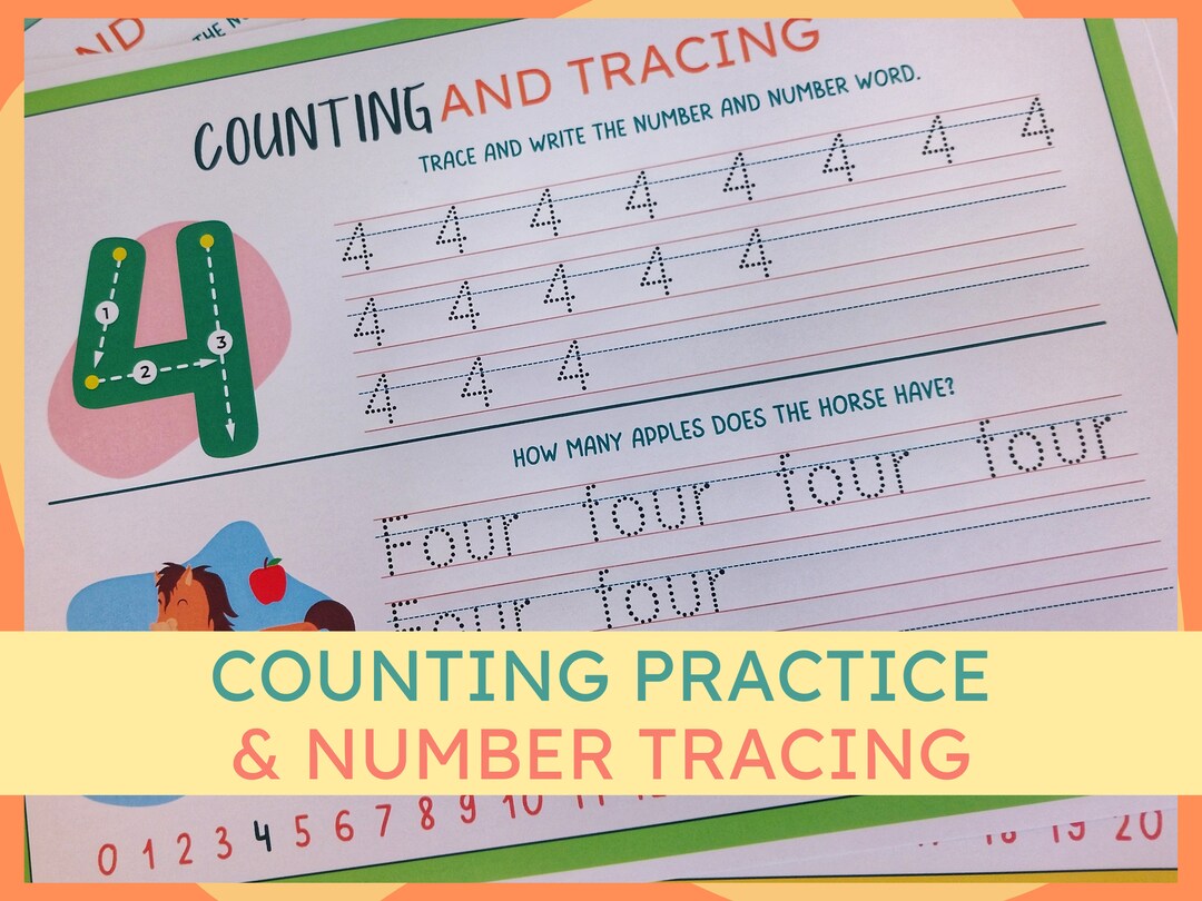 Printable Counting and Writing Practice, Learn How to Count, Trace the ...