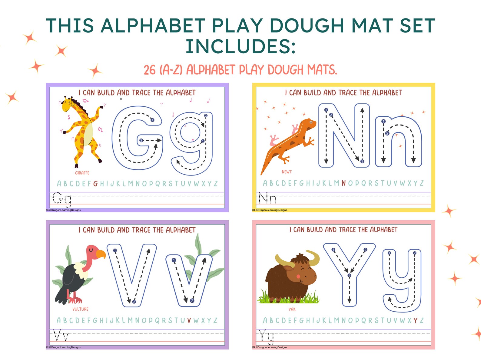 Alphabet Play Dough and Tracing Mats | Printable Play Dough Activity ...