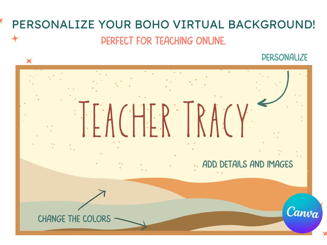 Boho Virtual Teaching Background, Online Teaching Backdrop, ESL ...