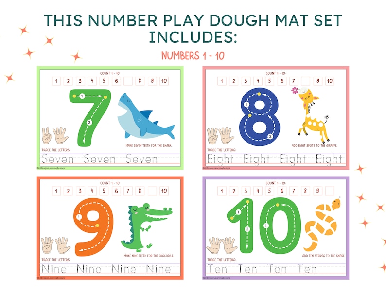Numbers Play Dough Mats Preschool Printables Letter Tracing - Etsy