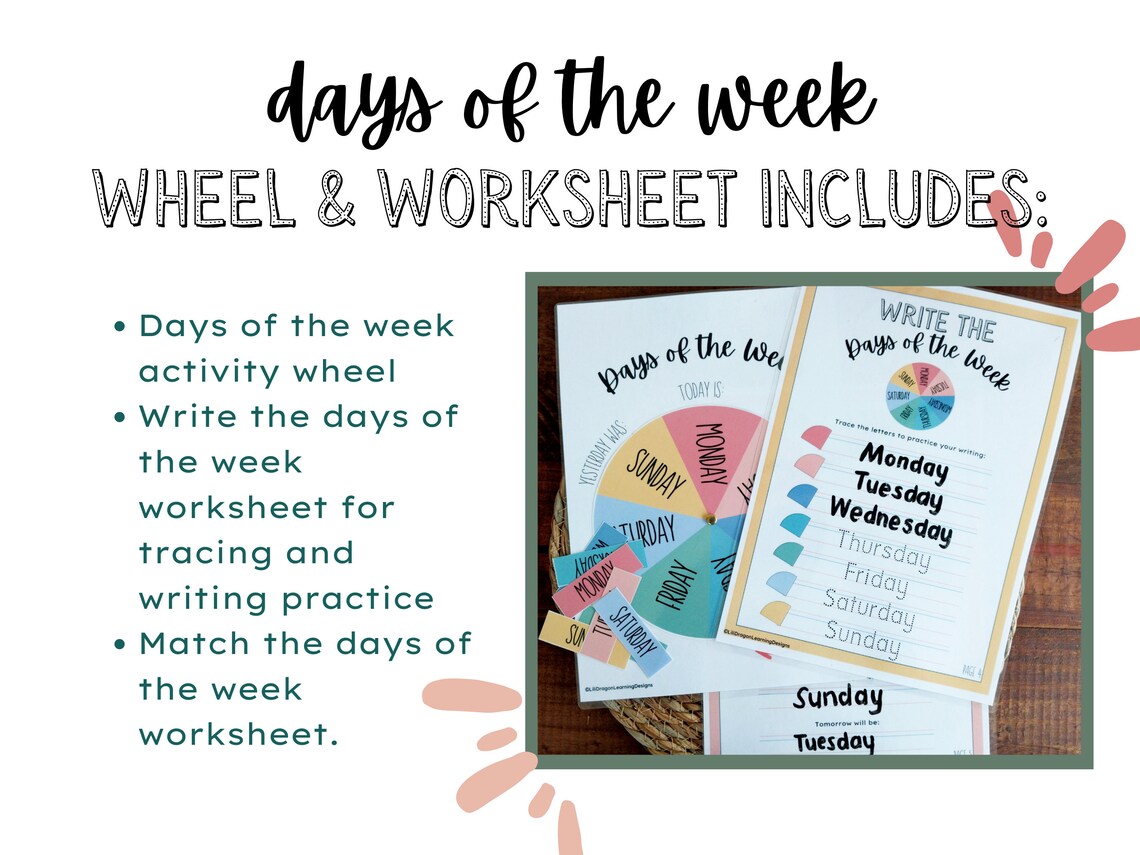 Days of the Week Wheel Printable for Preschool & Homeschool, Monday ...