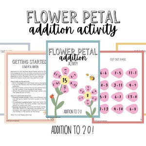 Flower Addition to 20 Activity for Kindergarten First & Second Grade ...