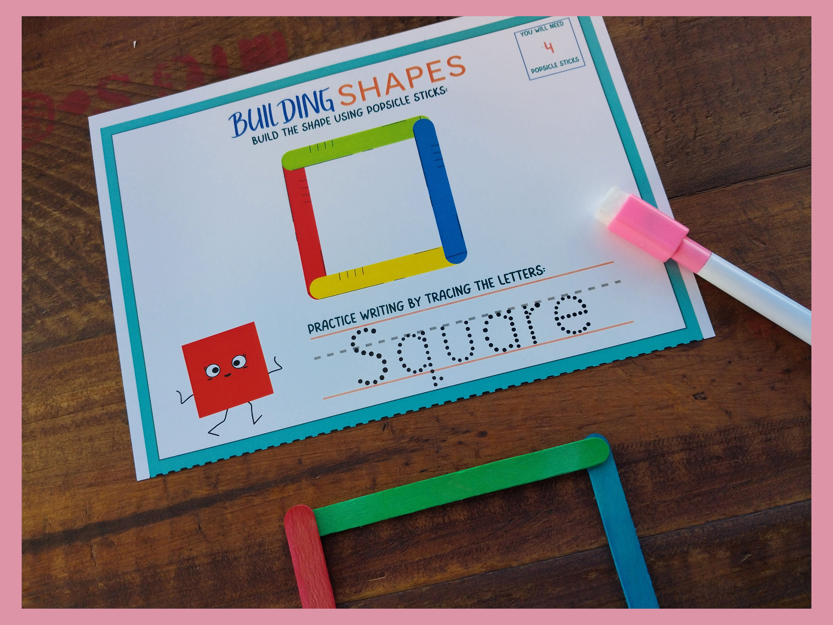 Shapes Popsicle Sticks Activity | Fine Motor Skills | Shape Activities ...