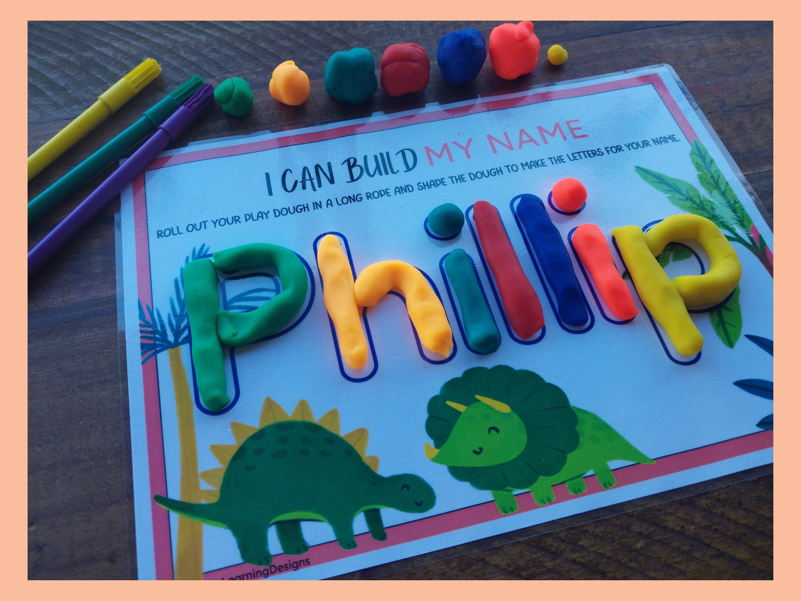 Custom Name Play Dough Mat Printable Play Dough Mat Name Writing ...
