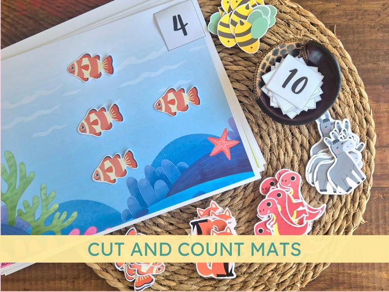 Counting to 10 Activity for Toddlers and Preschool Cut and Count Mat ...