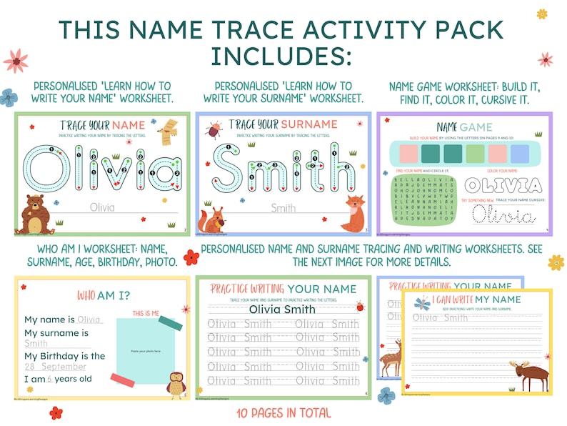 Custom Name Tracing and Writing Practice Dry Erase Name Mat - Etsy