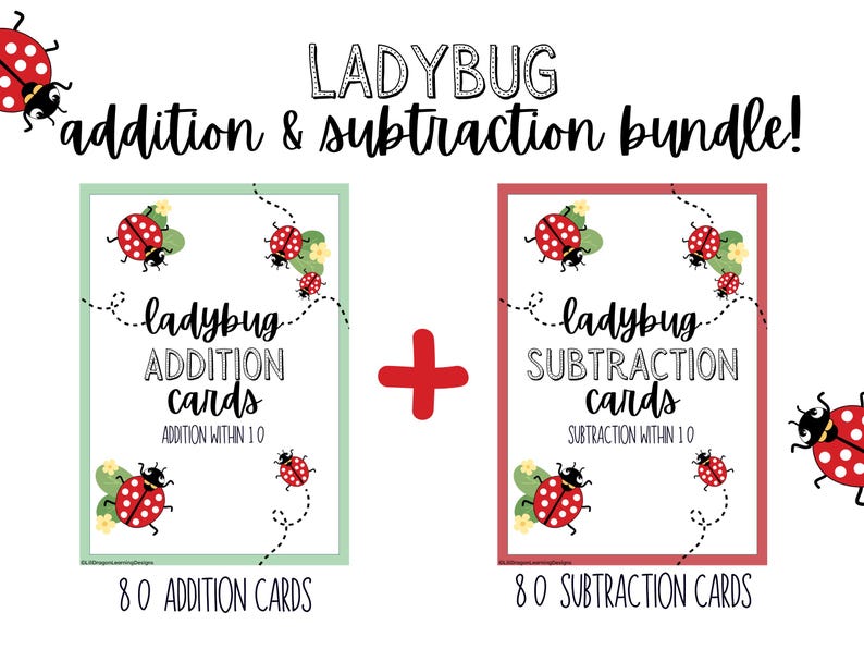 Addition & Subtraction Task Cards: Ladybug Math Center Activity for ...