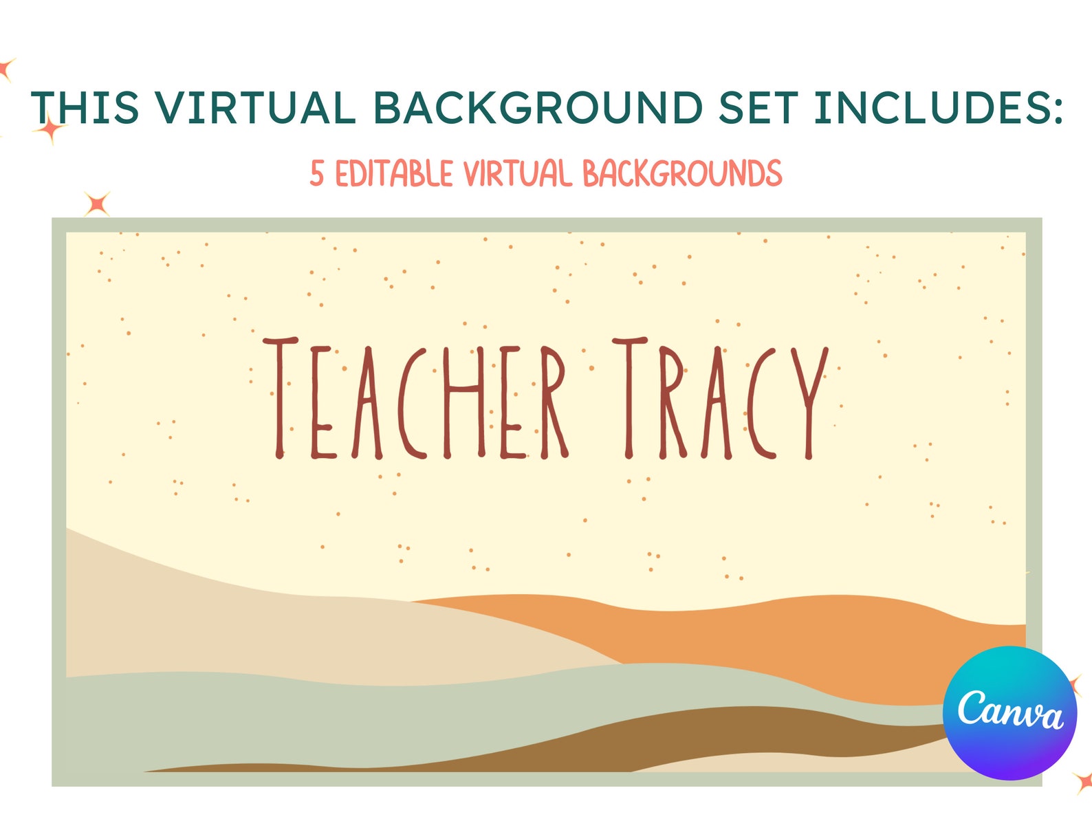Boho Virtual Teaching Background, Online Teaching Backdrop, ESL ...