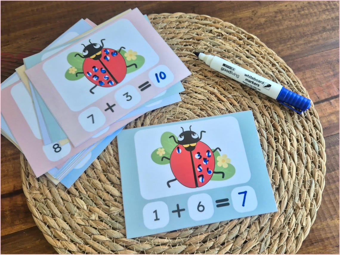 Addition & Subtraction Task Cards: Ladybug Math Center Activity for ...