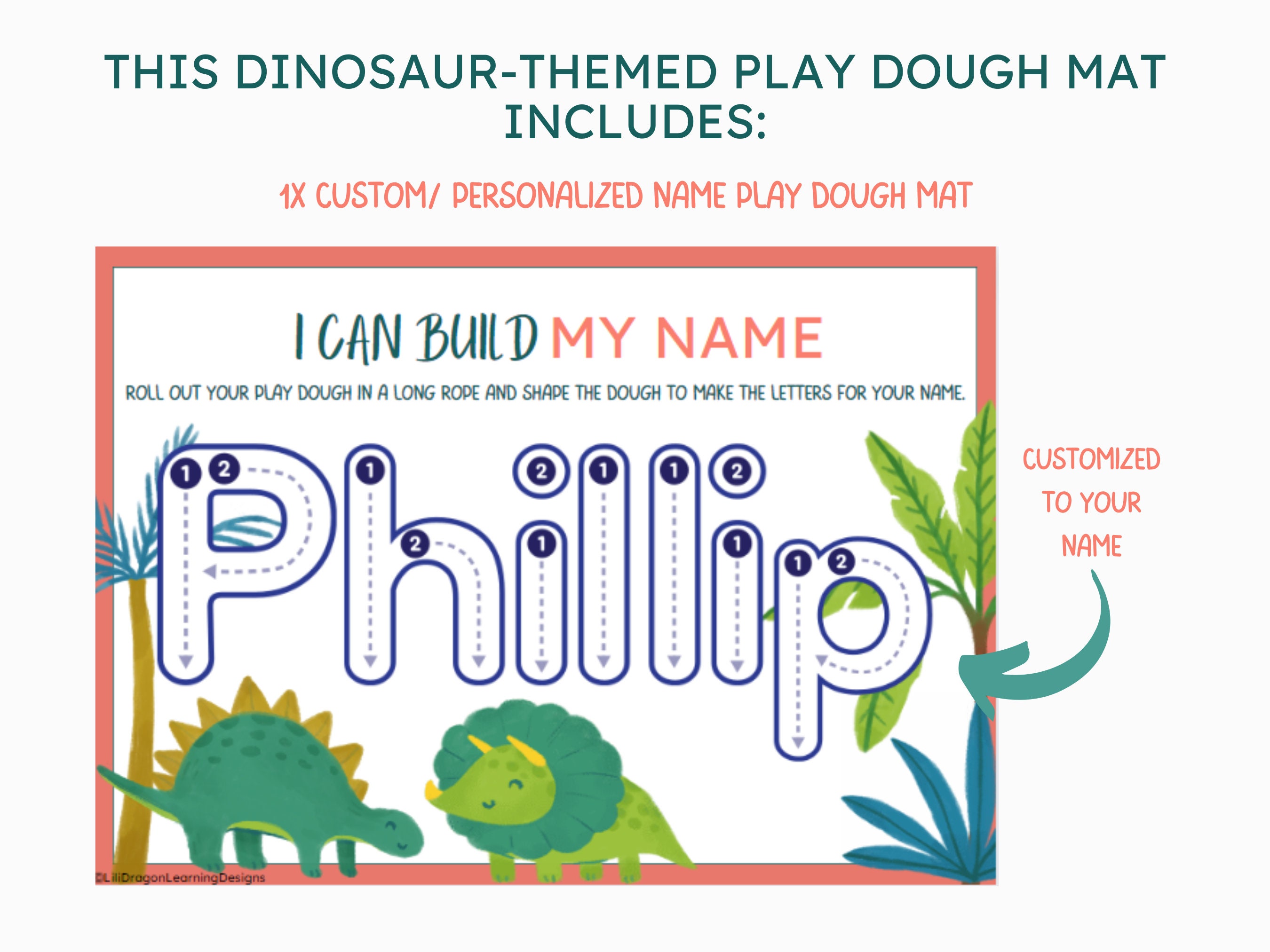Custom Name Play Dough Mat | Printable Play Dough Mat | Name Writing ...