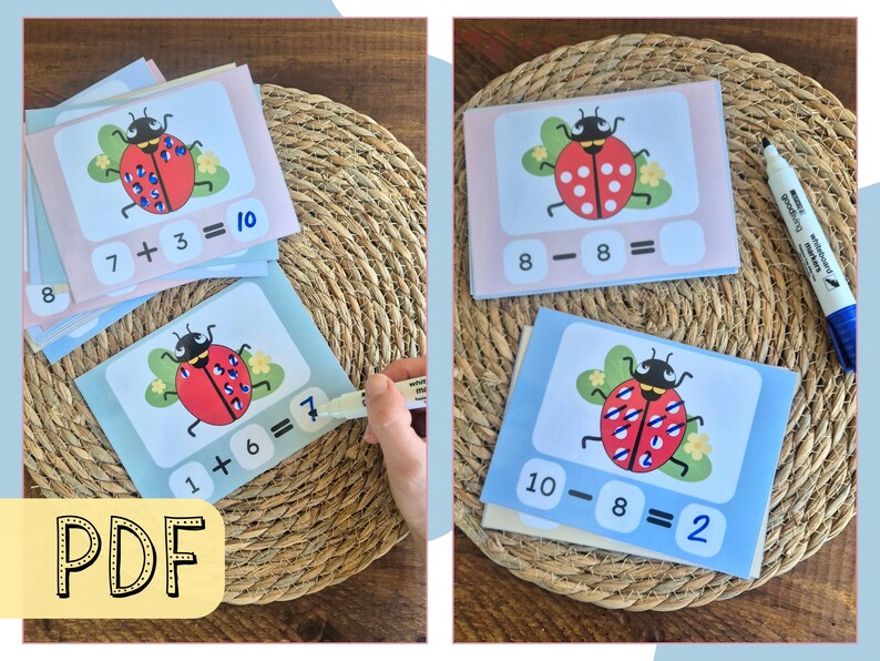 Addition & Subtraction Task Cards: Ladybug Math Center Activity for ...