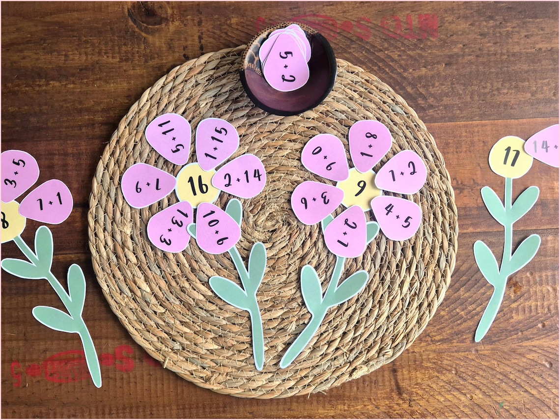 Flower Addition Math Game: Kindergarten Spring Activity and Craft ...
