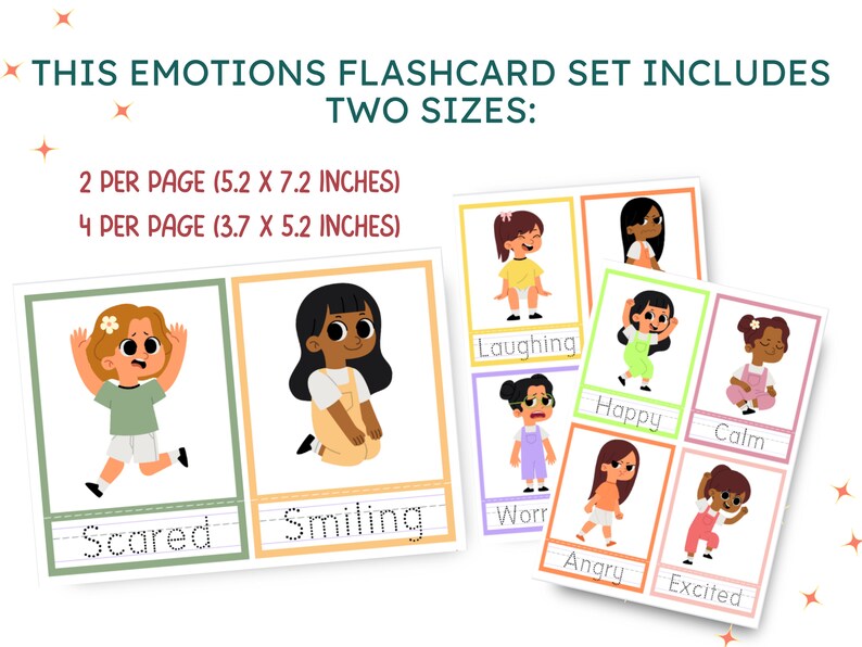 Printable Emotions & Feelings Flashcards, Montessori Cards, Emotion ...