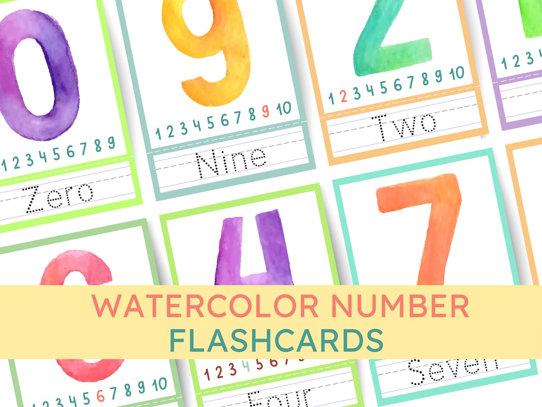 Printable Watercolor Number Flashcards | Numbers and Counting for ...