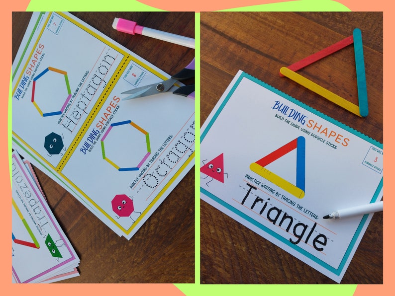 Shapes Popsicle Sticks Activity | Fine Motor Skills | Shape Activities ...