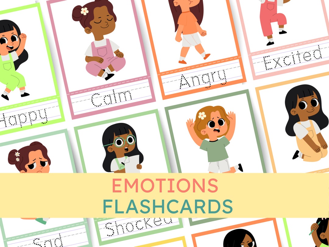 Printable Emotions & Feelings Flashcards, Montessori Cards, Emotion ...