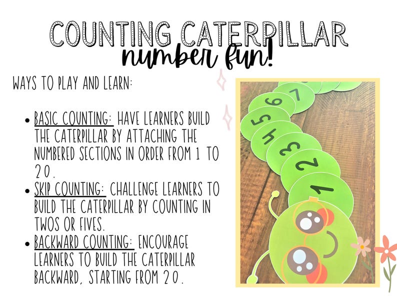 Counting Practice 1-20 Build A Caterpillar Learn to Count Activity for ...