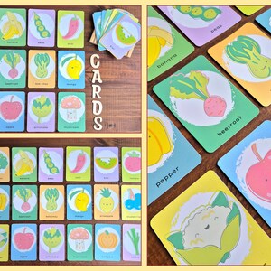 Kawaii Fruit & Vegetable Flashcard Printable Cute Food Cards for ...