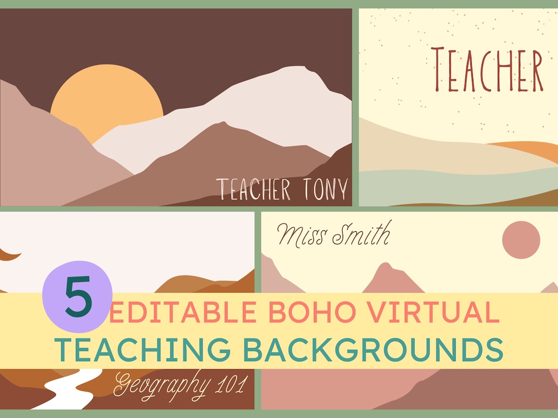Boho Virtual Teaching Background, Online Teaching Backdrop, ESL ...