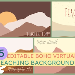 Boho Virtual Teaching Background, Online Teaching Backdrop, ESL ...