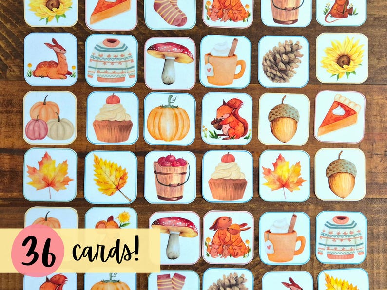 Printable Fall Memory & Matching Pairs Game for Learning Seasons ...