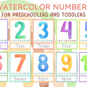 Printable Watercolor Number Flashcards | Numbers and Counting for ...