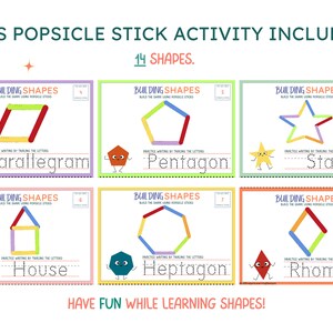 Shapes Popsicle Sticks Activity Fine Motor Skills Shape Activities for ...