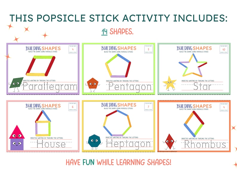 Shapes Popsicle Sticks Activity | Fine Motor Skills | Shape Activities ...