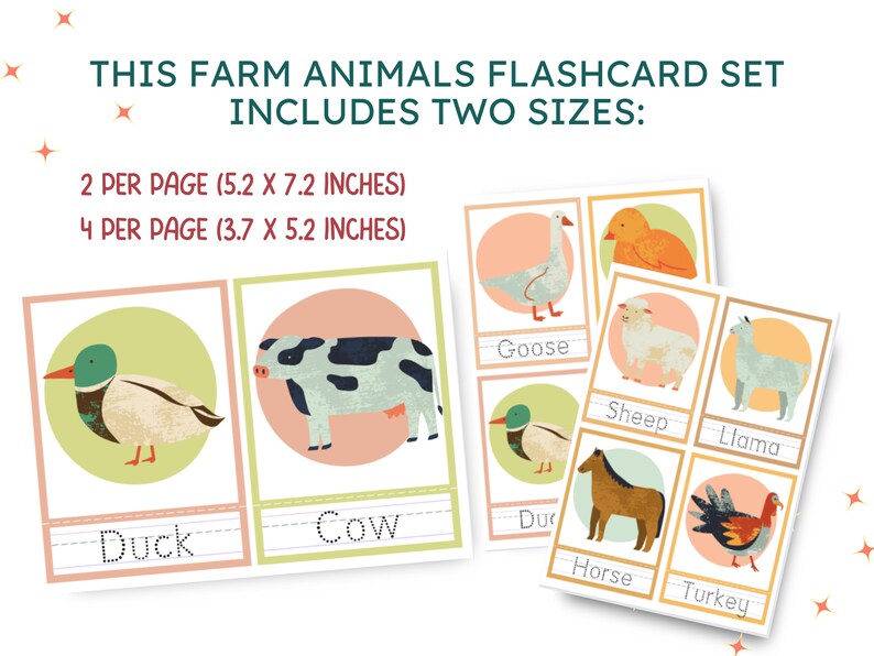 Printable Farm Animals Flashcards | Montessori Flash Cards | Letter ...