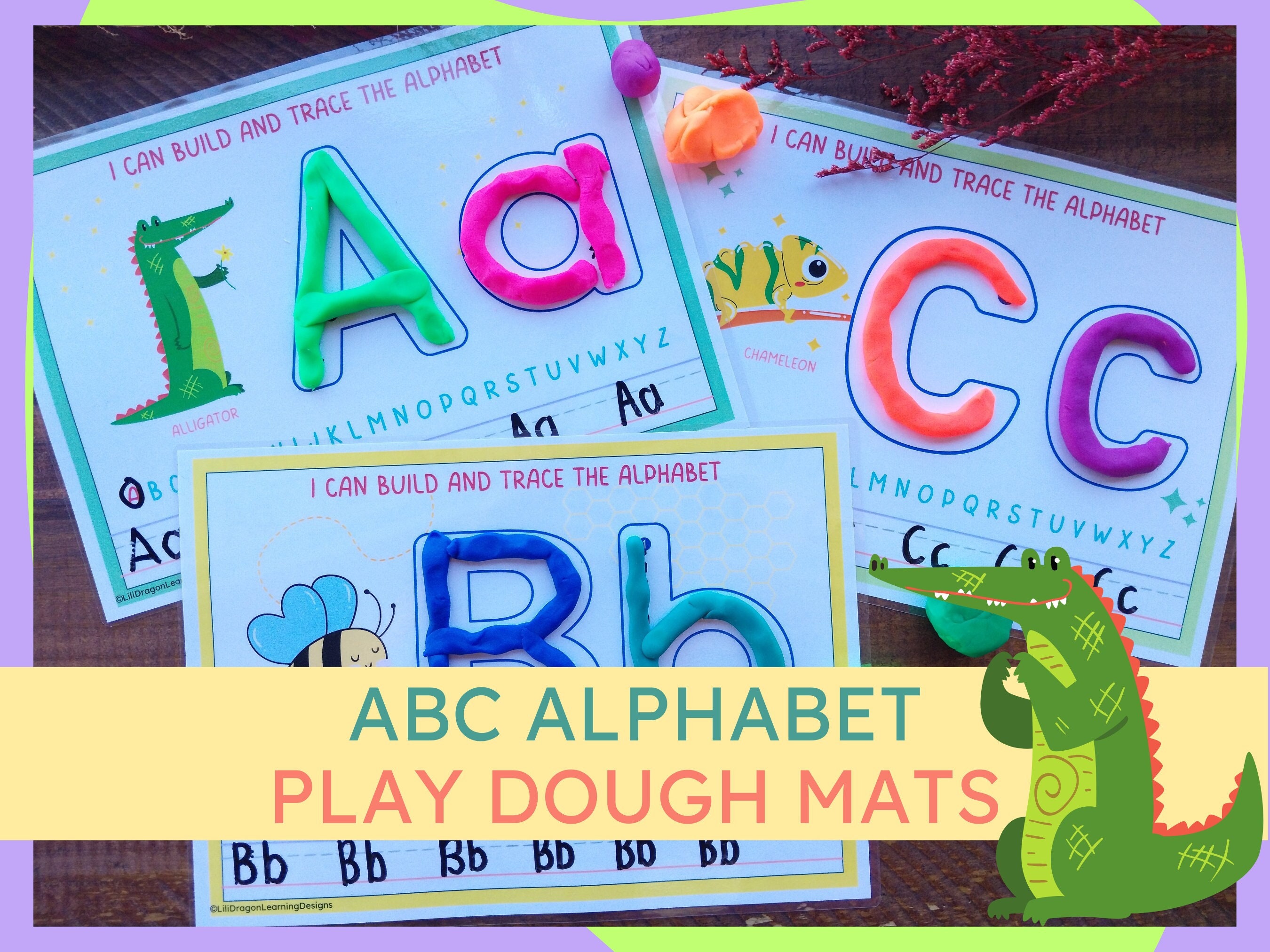 Alphabet Play Dough and Tracing Mats | Printable Play Dough Activity ...