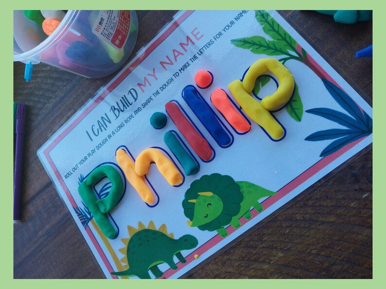 Custom Name Play Dough Mat Printable Play Dough Mat Name Writing ...