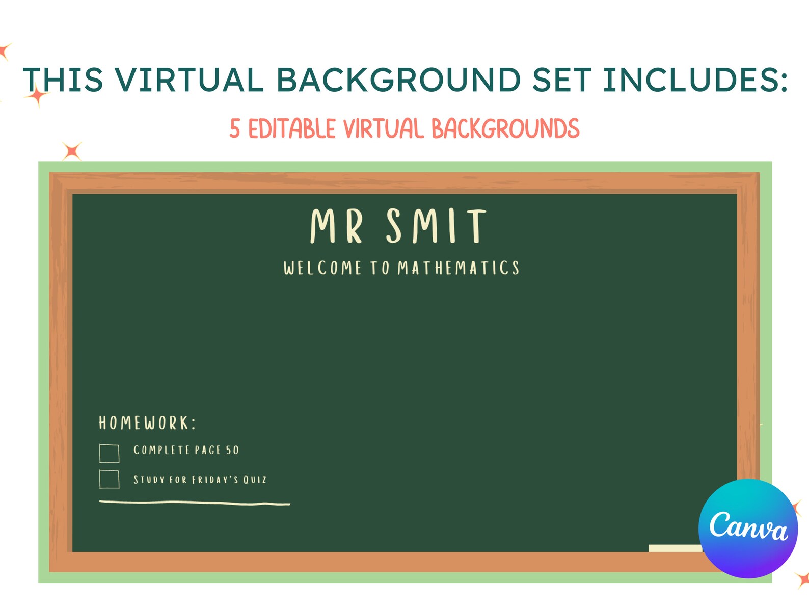 Virtual Teaching Background, Editable Zoom Backgrounds for Teachers ...
