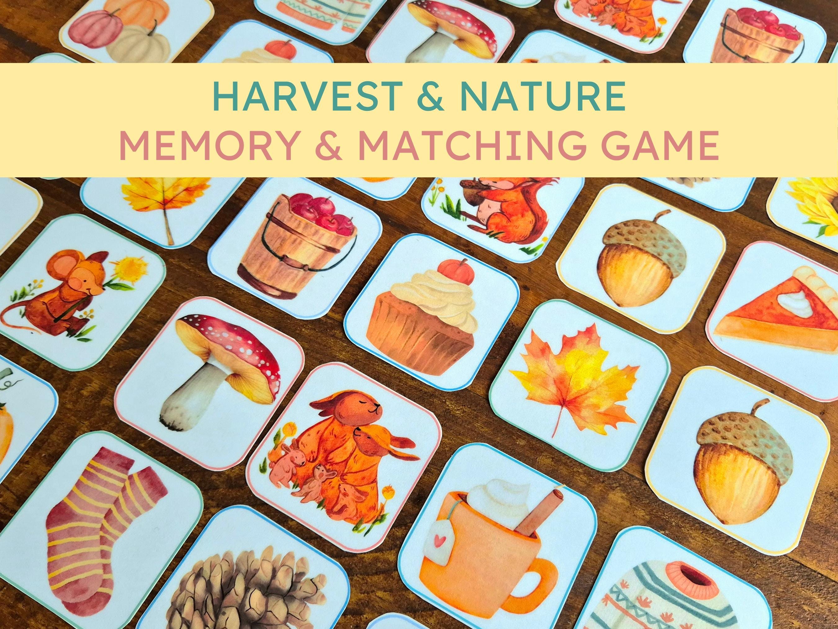 Printable Fall Memory & Matching Pairs Game for Learning Seasons ...