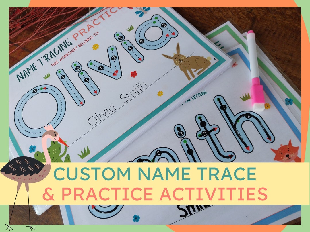 Custom Name Tracing and Writing Practice | Dry Erase Name Mat or Board ...